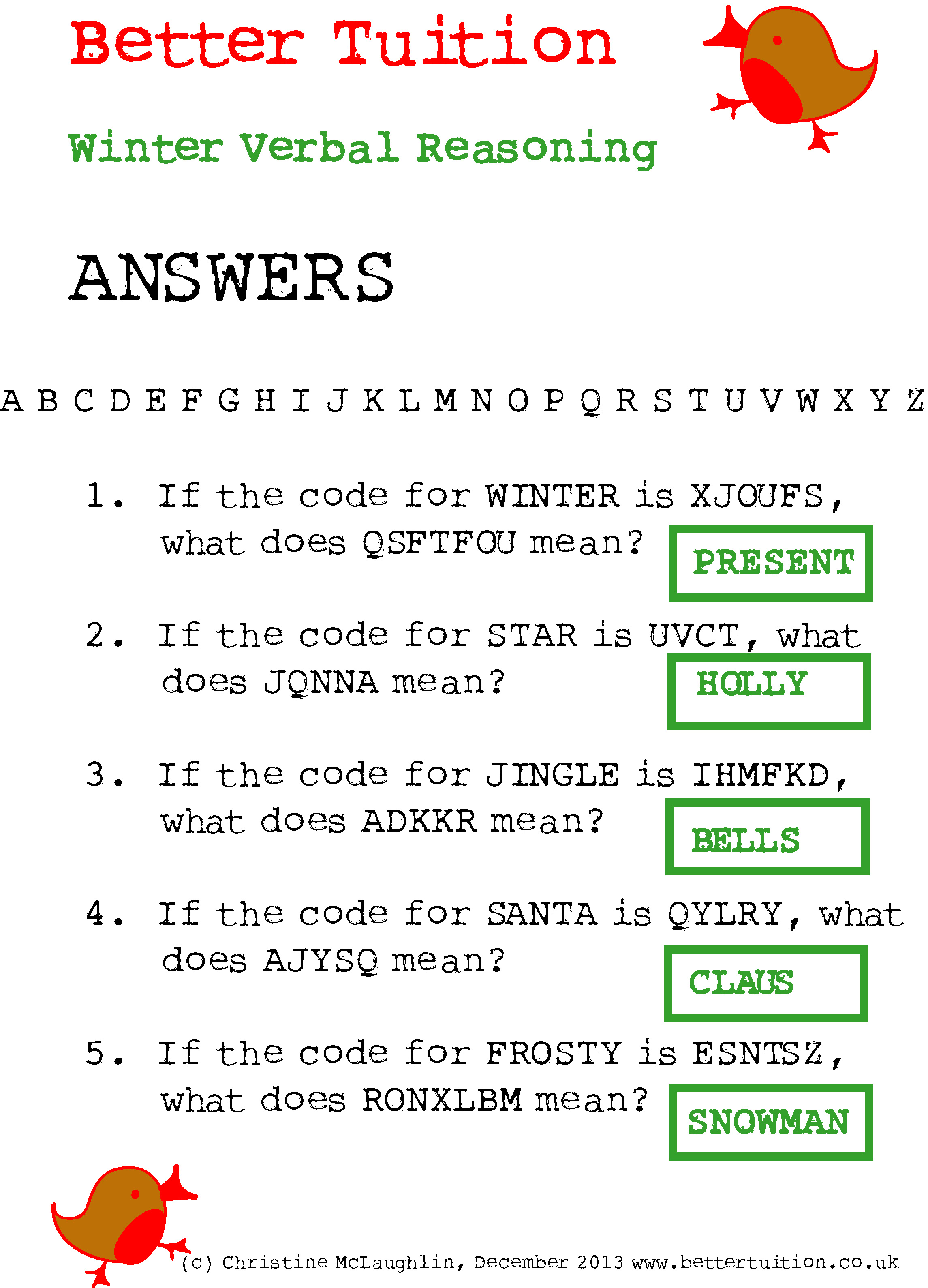 Verbal Reasoning Code Cracking Answers Better Tuition Verbal Reasoning Code Cracking Answers Better Tuition